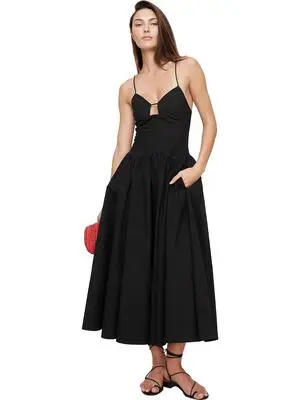 Banana Republic Stretch-cotton Poplin Long Midi Dress - Black