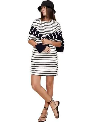 Banana Republic Linen Shift Dress - Black Stripe