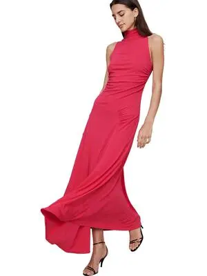 Banana Republic Jersey Knit Mock-neck Maxi Dress - Coral Gem