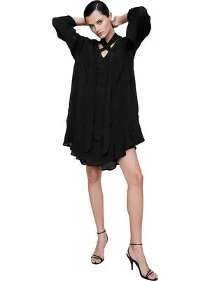Banana Republic Georgette Cross-tie Trapeze Dress - Black