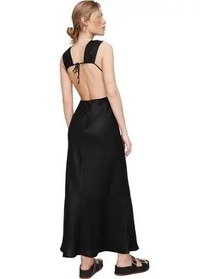 Banana Republic Backless Linen Maxi Dress Black