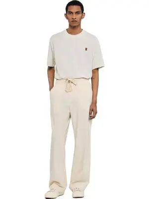 Sandro Wide-leg Cotton Trousers - Butter Cream