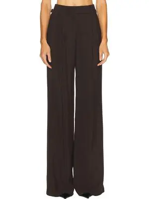 TOM FORD Tailored Double Pleat Wide Leg Pant - Dark Chocolate