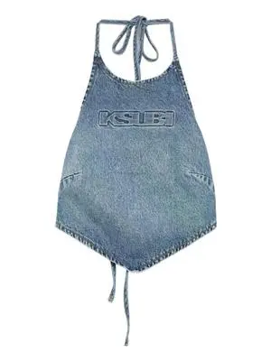 Ksubi Bolt Tie-neck Denim Top - Blue