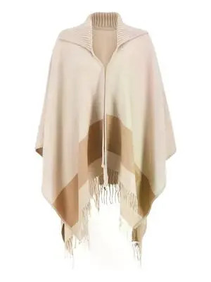 FERRAGAMO Fringed Wool Cape - Neutrals