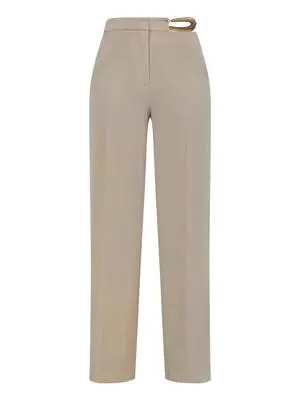 SIMONA CORSELLINI Buckle-fastening Straight Trousers - Neutrals