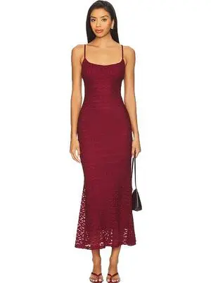 Bardot Louisa Mesh Midi Dress - Burgundy