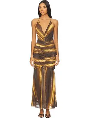 Bardot Aries Mesh Maxi Dress - Brown Ombre