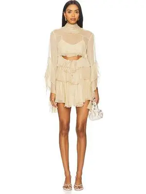 Bardot X Anyssa Ruffle Mini Dress - Beige