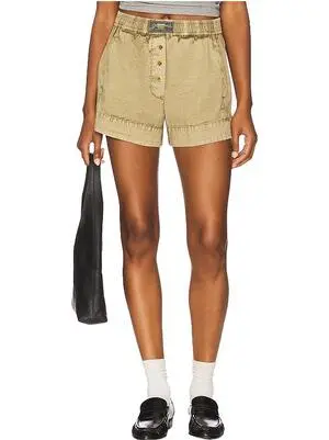 GANNI Washed Stretch Cotton Elasticated Shorts - Boa