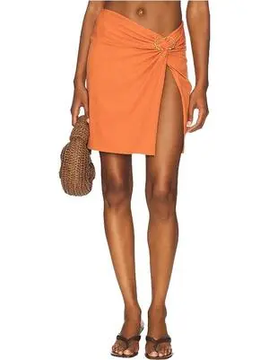 Luli Fama Ring Twist Front Skirt - Terracotta