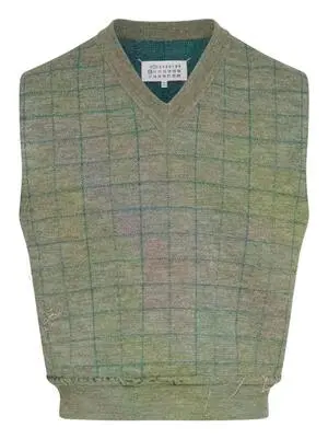MAISON MARGIELA Checked V-neck Vest - Green