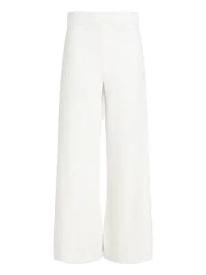 Maje Cotton-blend Tweed Wide-leg Pants - Off-white