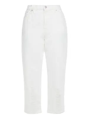 Alexander McQueen Cropped Distressed Boyfriend Jeans - White