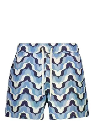 Frescobol Carioca Wave-Print Swim Shorts Blue