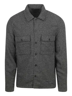 Marc O'polo Houndstooth-check Button-up Overshirt - Black