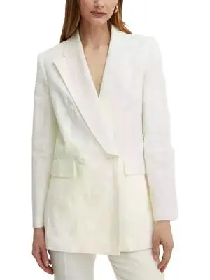 Luisa Spagnoli Double-breasted Linen Blazer - White