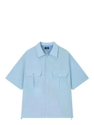 STUDIO TOMBOY Drawstring Cotton-blend Shirt - Blue
