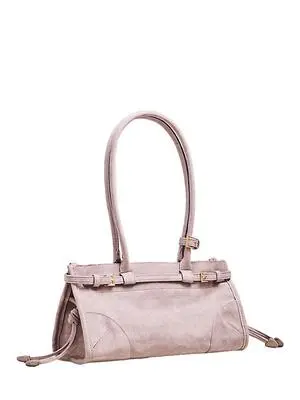 Anthropologie Greer Structured Faux-Suede Shoulder Bag Lavender