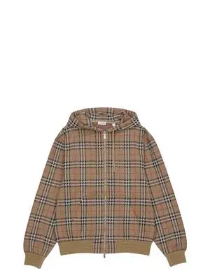 Burberry Checked Zip-up Hoodie - Beige