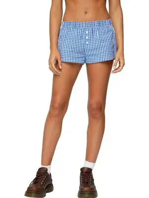 EDIKTED Gingham Boxer Shorts - Blue