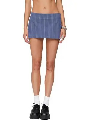 EDIKTED Pinstripe Low Rise Skort - Blue
