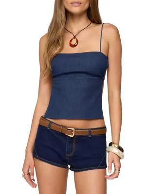 EDIKTED Backless Denim Camisole - Dark-blue