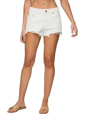 EDIKTED Mid-rise Denim Cutoff Shorts - White