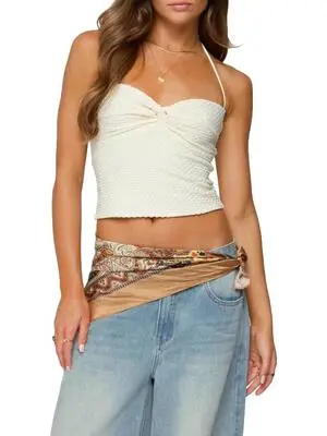 EDIKTED Textured Halter Top - Cream