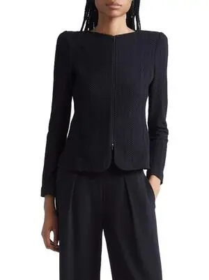 Emporio Armani Chevron Knit Jacket - Solid Black