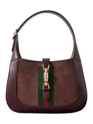 Gucci Jackie 1961 Webbing-trimmed Suede And Leather Shoulder Bag - Brown