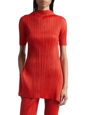 Issey Miyake Pleated Tunic - Bright Red