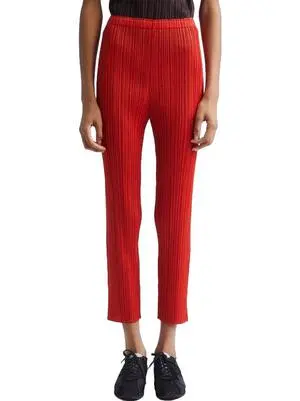 Issey Miyake Monthly Colors July Pleated Pants - Bright Red