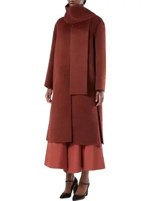 Marina Rinaldi Iacopo Alpaca & Wool Scarf Coat - Tobacco
