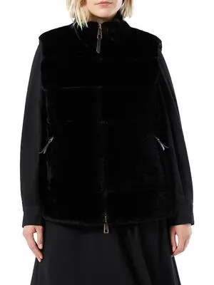 Marina Rinaldi Disegno Reversible Faux Fur Vest - Black