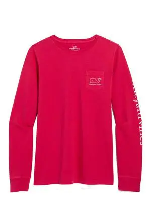 Vineyard Vines Whale Graphic Long Sleeve Pocket T-shirt - Charm Pink