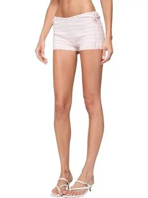 EDIKTED Striped Knit Low Rise Shorts - Light-pink