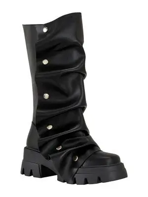 AZALEA WANG Sybel Platform Lug Sole Boots - Black