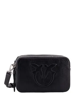 Pinko Carrie Leather Shoulder Bag - Black