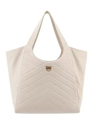 Pinko Quilted Leather Shoulder Bag - White
