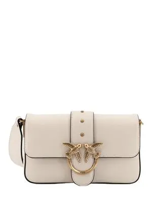Pinko Love One Mini Leather Shoulder Bag - White
