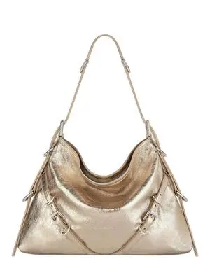 Givenchy Voyou Metallized Leather Shoulder Bag - Gold