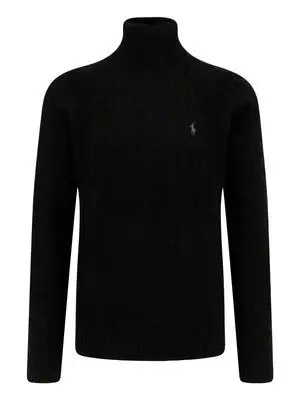 Polo Ralph Lauren Wool And Cashmere Sweater With Embroidered Logo - Black