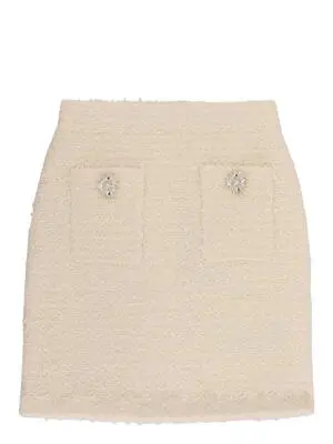 SELF-PORTRAIT Bouclé Skirt - White