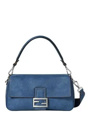 Fendi Baguette Leather Shoulder Bag - Blue