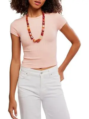 Free People Ribbed Baby T-Shirt Tropical Peach