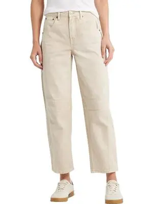 CITY BLUES High-waist Ankle Barrel Jeans - Bone White