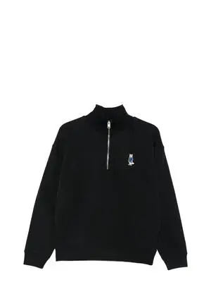 Maison Kitsuné Embroidered-logo Half-zip Sweatshirt - Black
