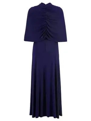 Colville Cape Gathered Evening Dress - Blue