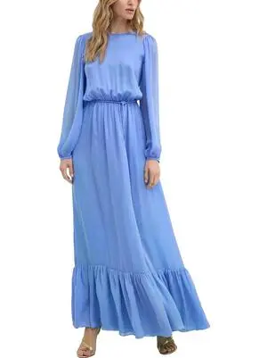 Luisa Spagnoli Ruffled Balloon-sleeve Maxi Dress - Blue